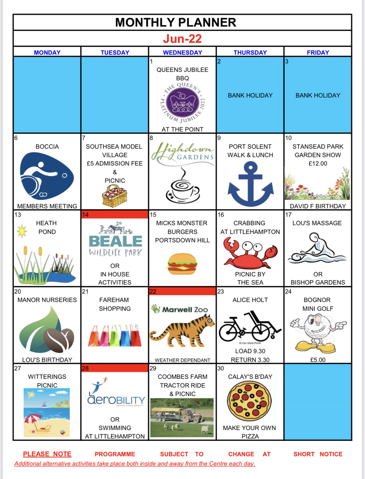 Activity Calendar - The Point